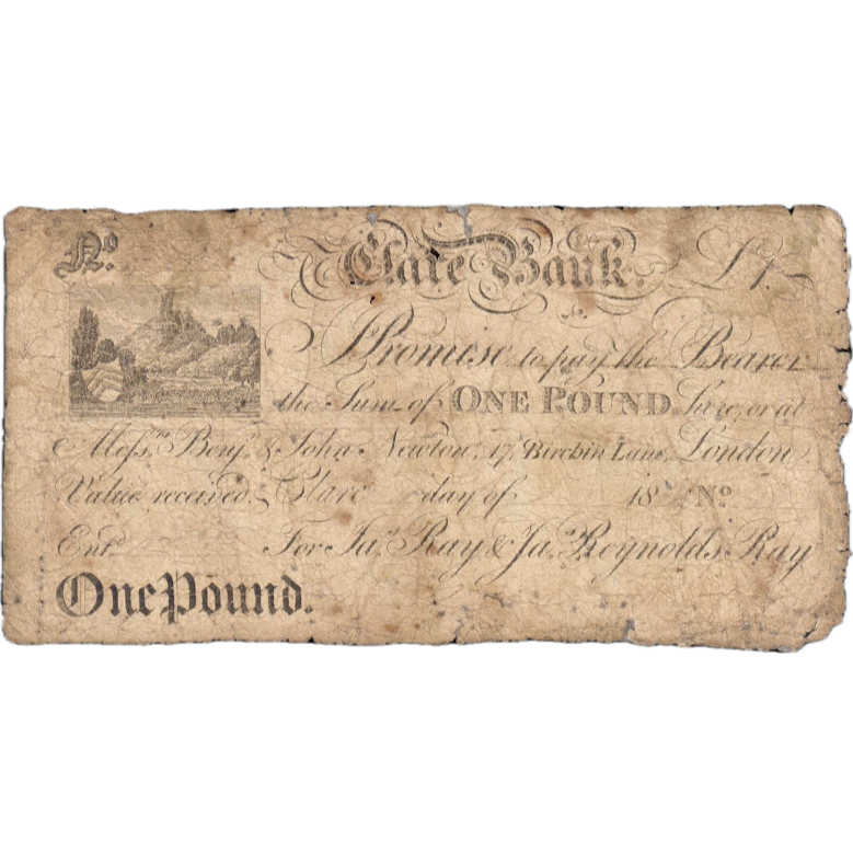 Clare Bank 1801-1819 £1 banknote Outing 568a – Coins and Banknotes