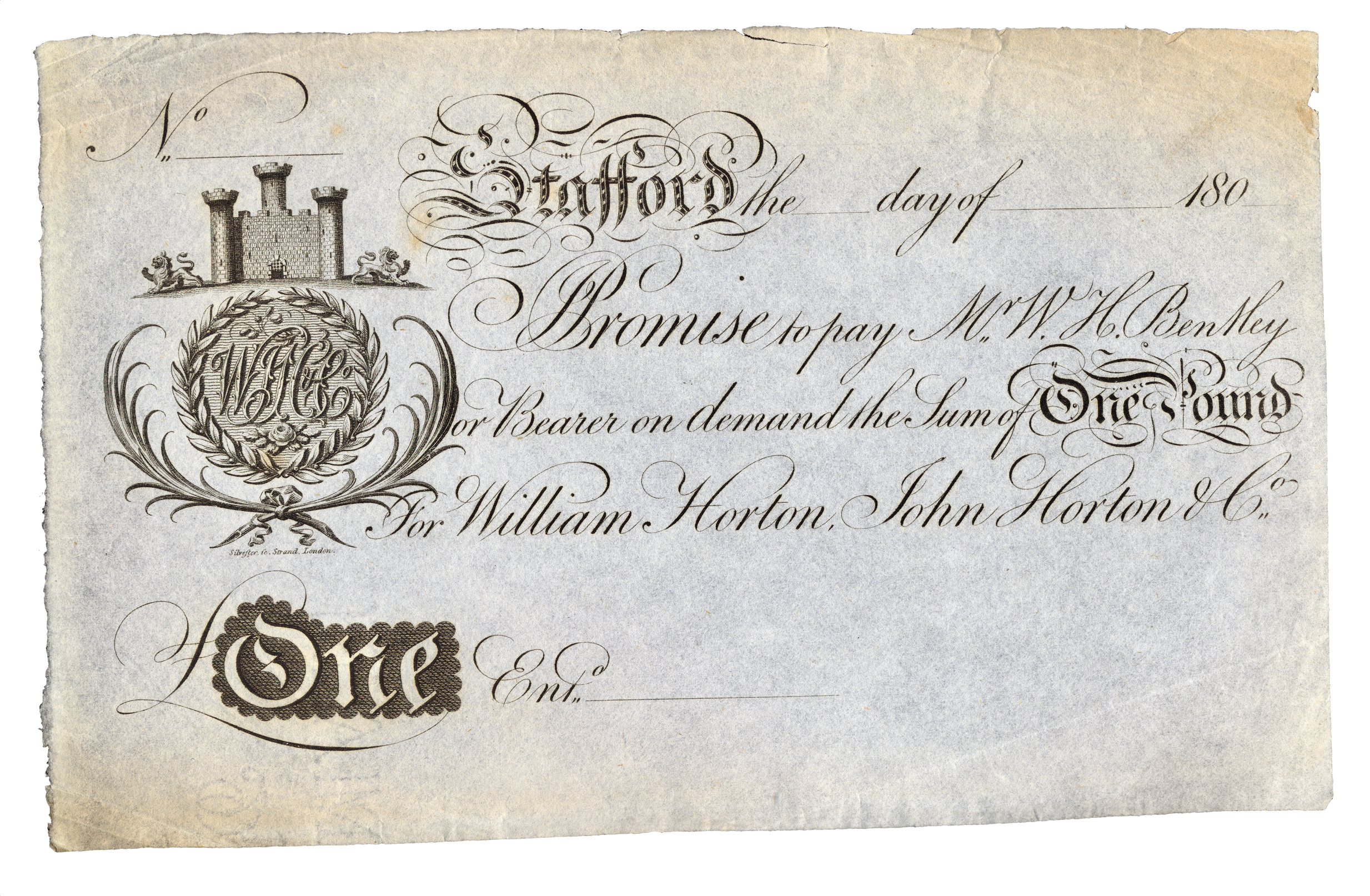 Stafford Bank 18? £1 unissued banknote Outing 2023a – Coins and Banknotes