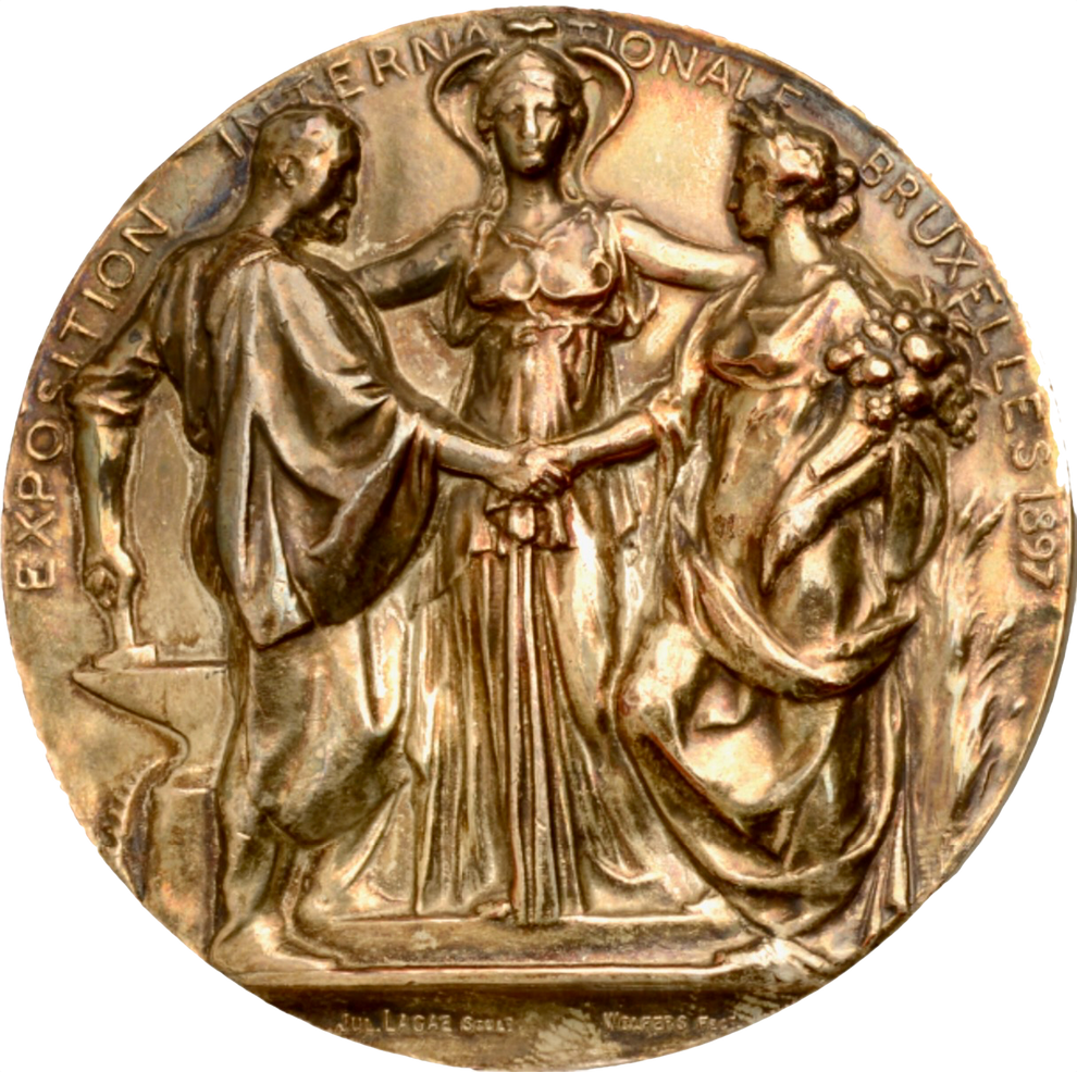 1897 BELGIUM International Exposition 1897, Brussels 69.5mm bronze med ...